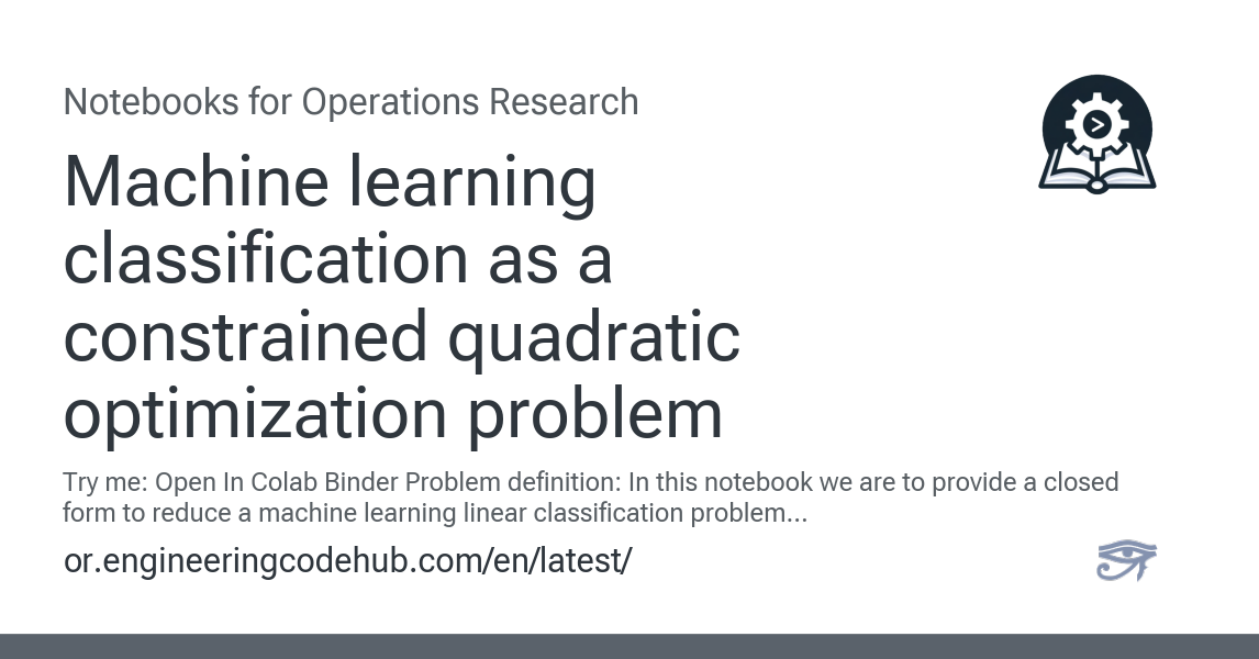 Machine learning classification as a constrained quadratic optimization ...